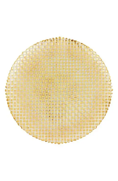 VIETRI Rufolo Glass Basketweave Large Round Platter - Gold