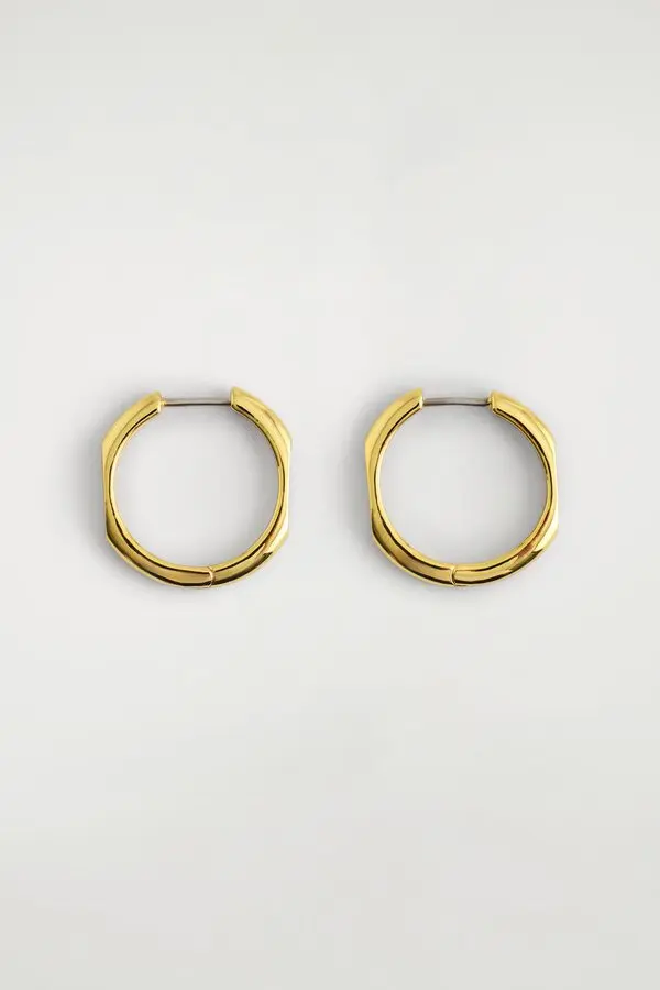 Cos Faceted Hoop Earrings - Bronze