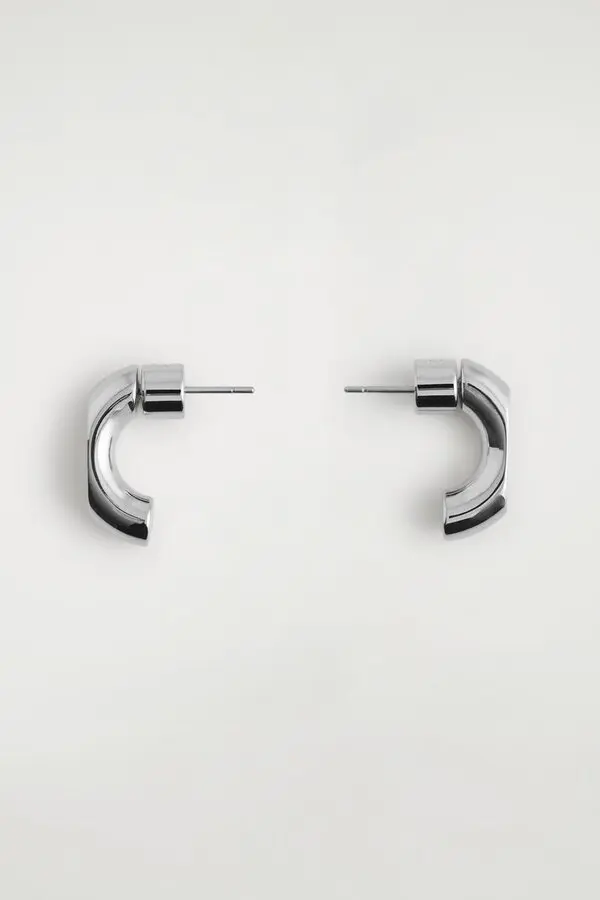 Cos Faceted Hoop Earrings - Silver-colored