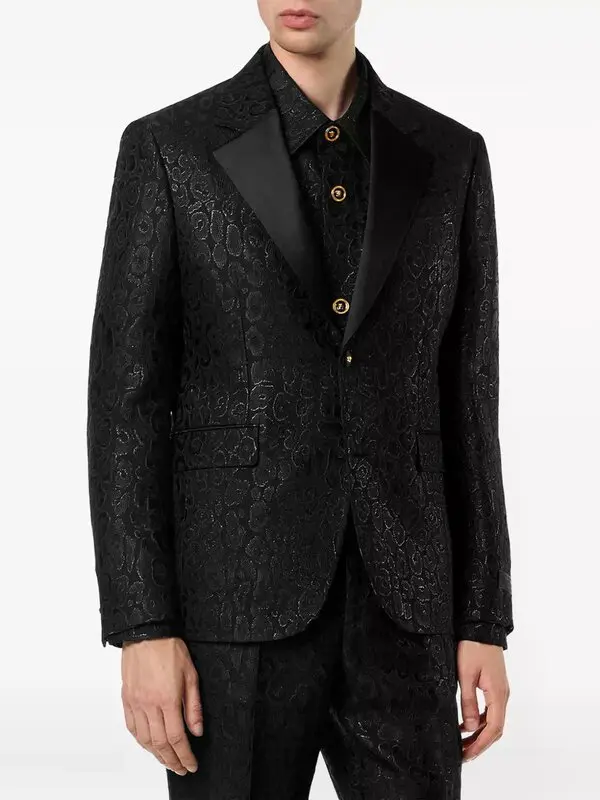 Versace Leopard-print Satin-lapel Blazer