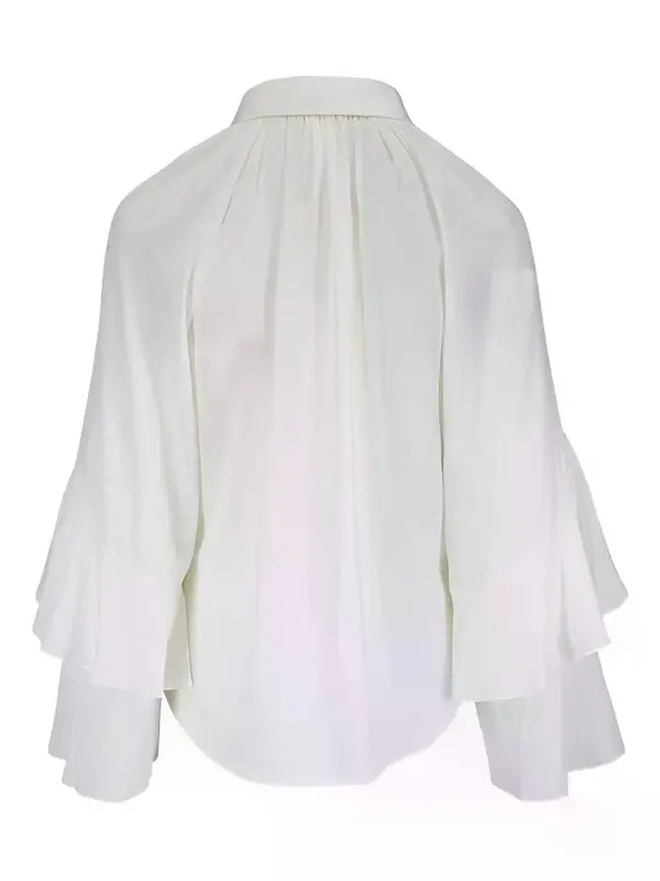 Veronica Beard Demaris Ruffled Bell-sleeve Shirt - Neutrals