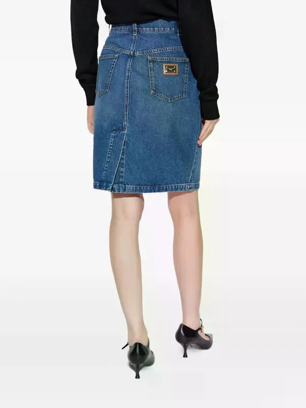 Dolce & Gabbana Logo-plaque Denim Mini Skirt