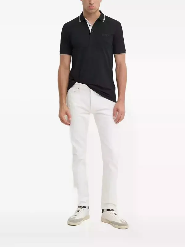 BOSS Tipped Collar Polo Shirt - Black