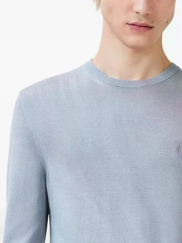 ALLSAINTS Logo-embroidered Crew-neck Sweater - Blue
