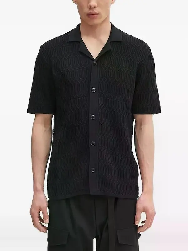 SAMSOE SAMSOE Textured Short-sleeve Shirt - Black
