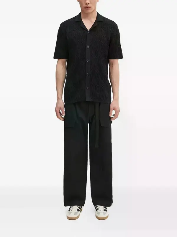 SAMSOE SAMSOE Textured Short-sleeve Shirt - Black