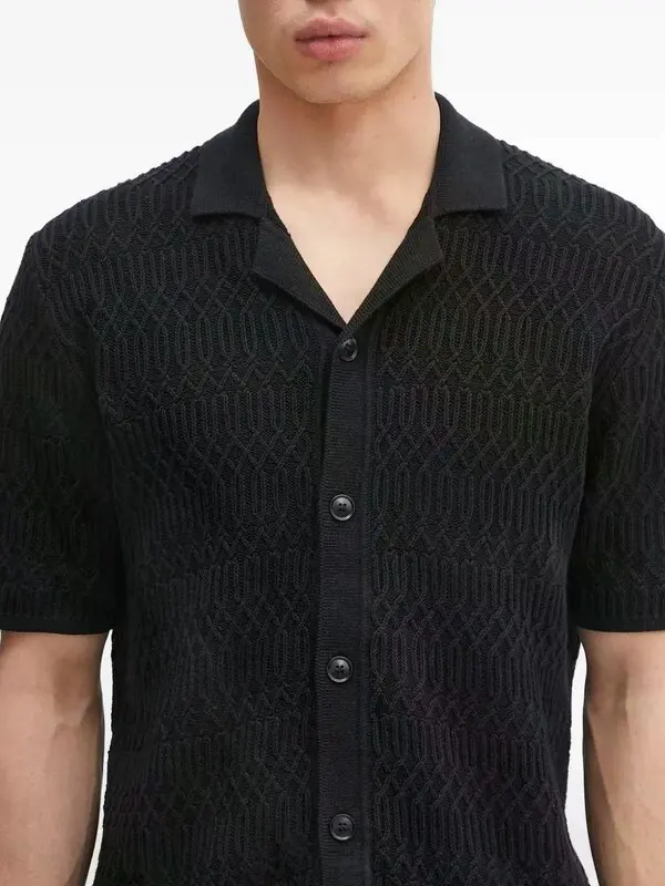 SAMSOE SAMSOE Textured Short-sleeve Shirt - Black