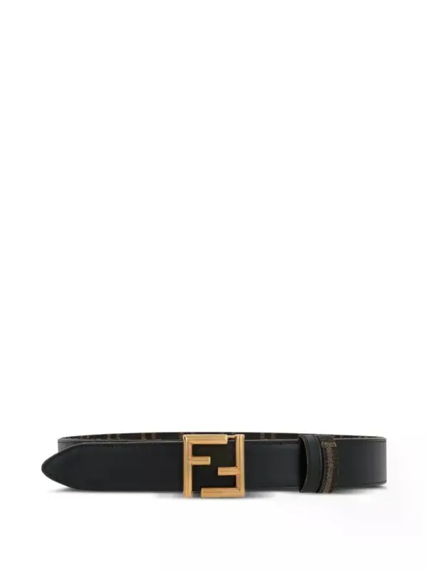 Fendi Ff-logo Leather Belt - Black