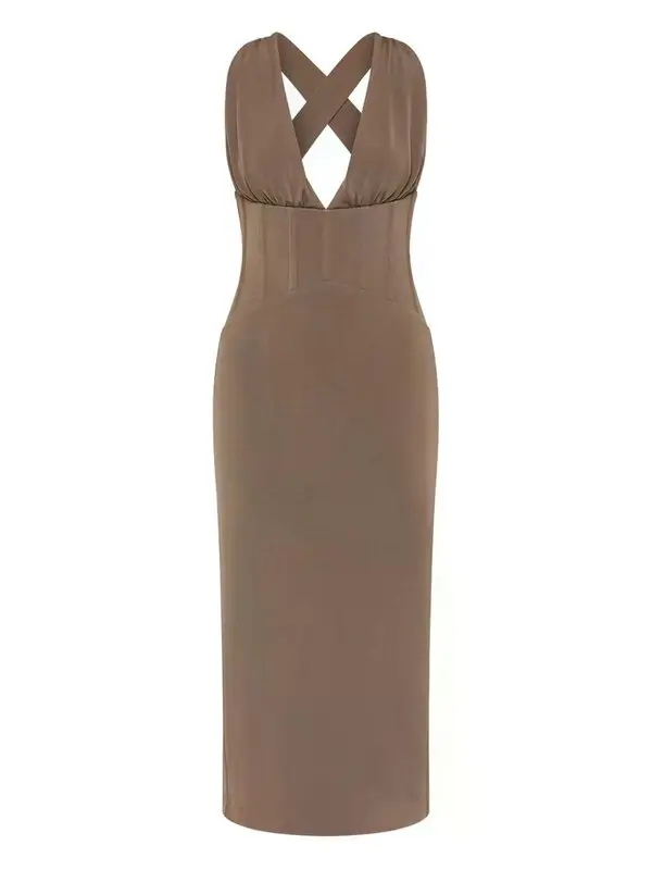 Rebecca Vallance Misha Cross-back Corset Midi Dress