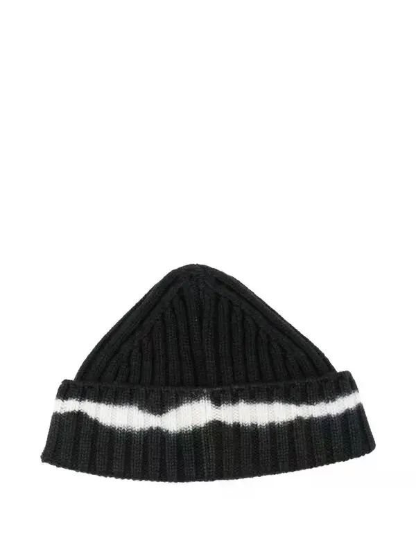 Off-White Ribbed-knit Beanie - Black