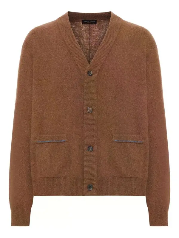 ROBERTO COLLINA Wool Buttoned Cardigan - Brown