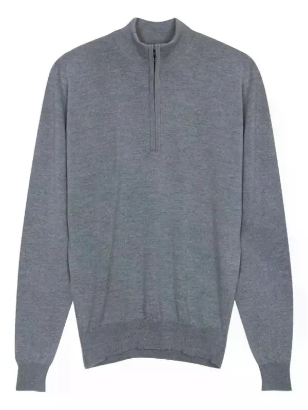 John Smedley Half-zip Merino Wool Sweater - Grey