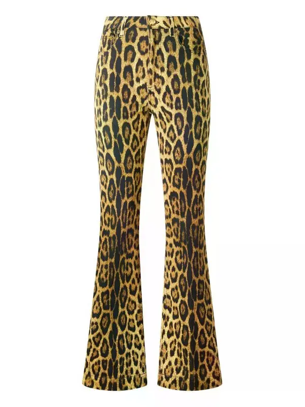 Roberto Cavalli Jaguar-print Flared Jeans