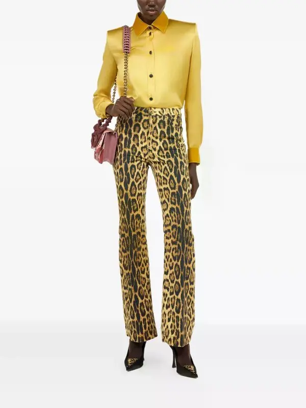 Roberto Cavalli Jaguar-print Flared Jeans