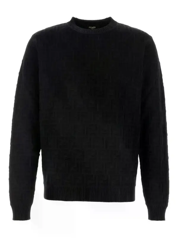 Fendi Ff-pattern Cotton Sweater - Black