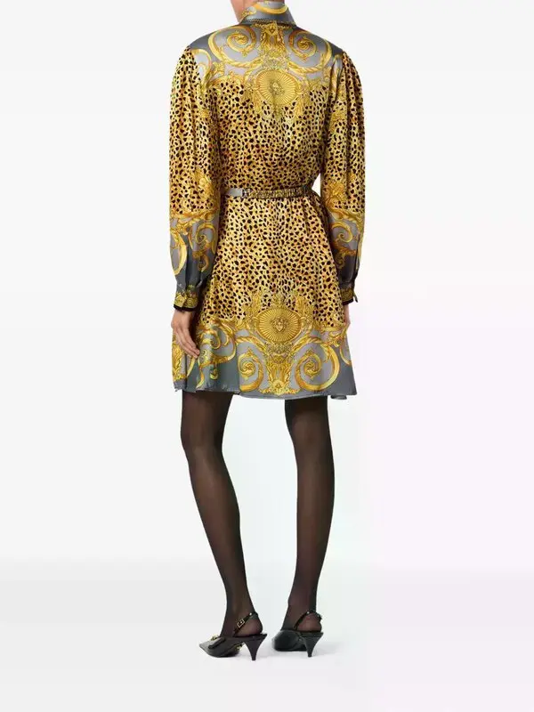 Versace Silk Animal-print Mini Dress - Grey