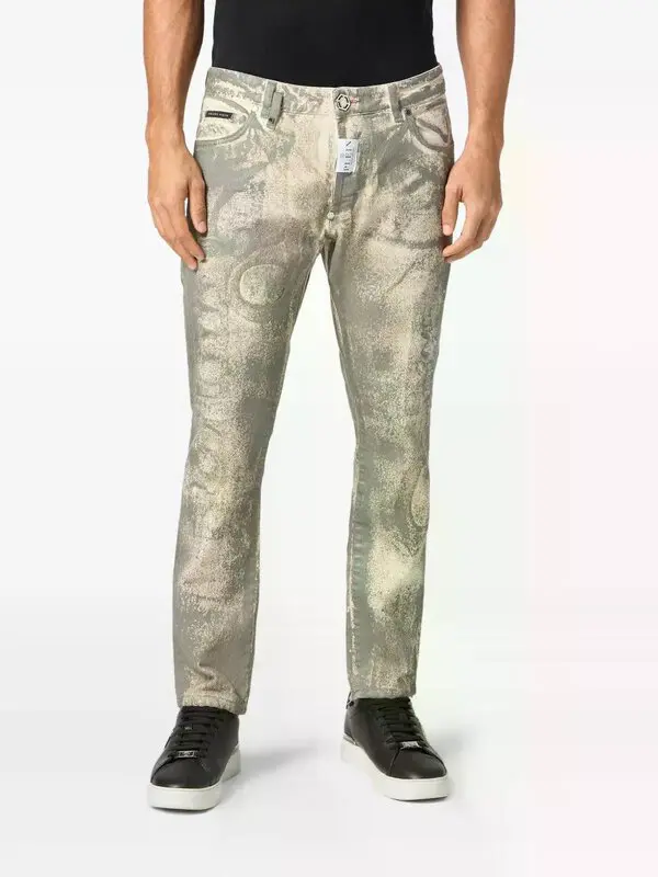 Philipp Plein Metallic-splatter Jeans