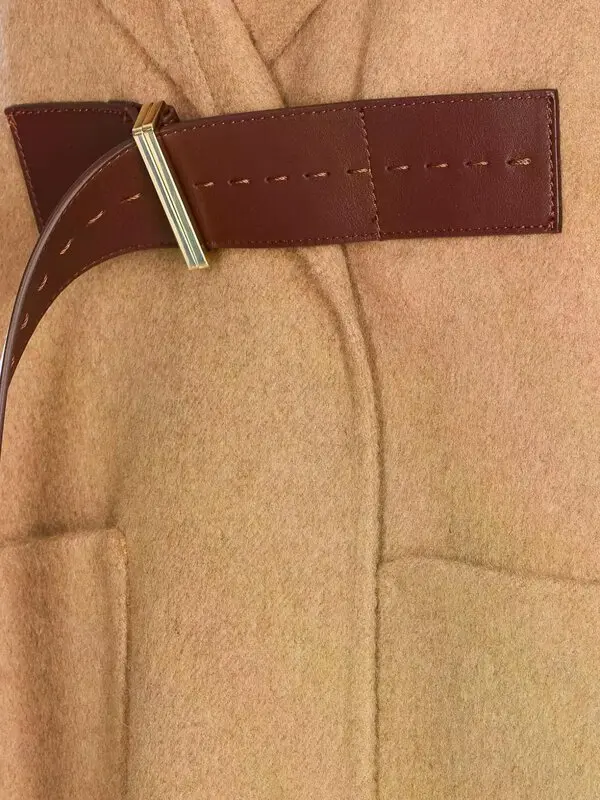 Max Mara Hooded Belted Camel Hair Cape