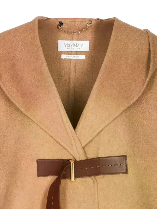Max Mara Hooded Belted Camel Hair Cape