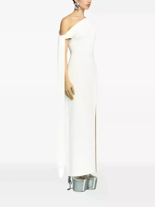Irina One Shoulder Dress Silver Silver Sequined One Shoulder Draped Lace Up  Gown