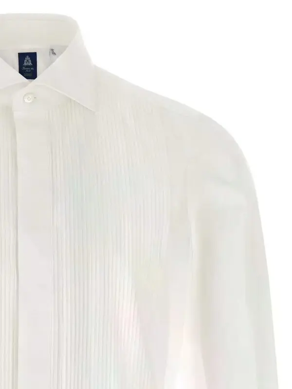 FINAMORE 1925 Eduardo Pleated-front Longsleeve Shirt - White