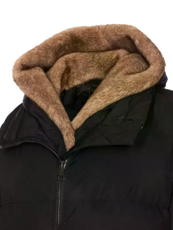 LOU ANDREA Hooded Zip-front Parka Coat - Black