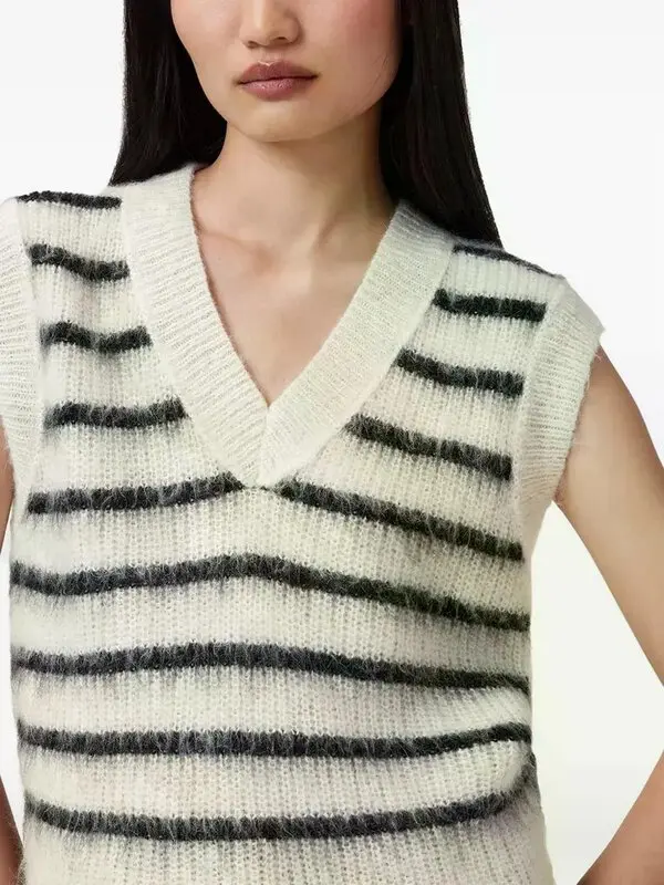 ALLSAINTS Striped V-neck Knit Vest