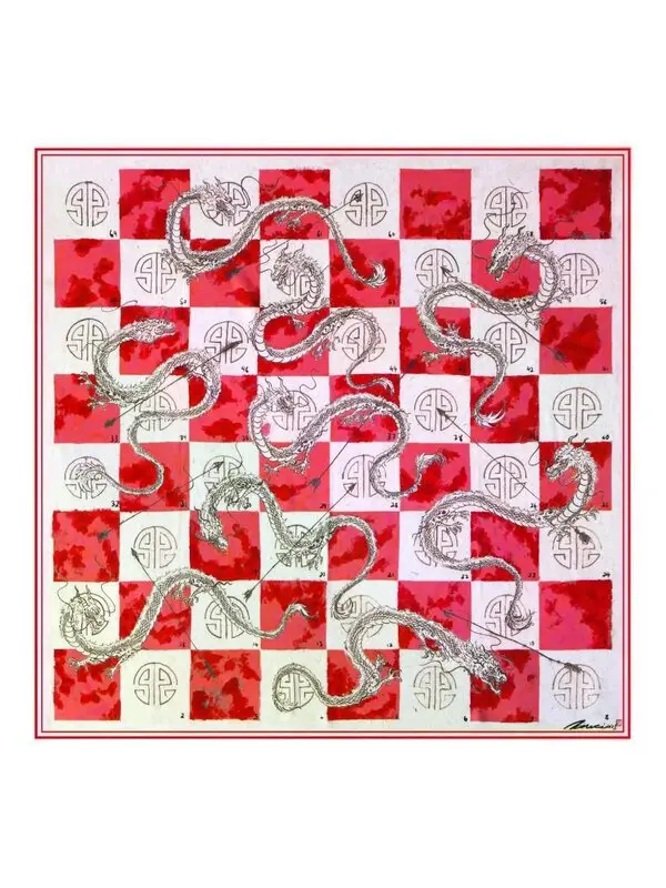 Shanghai Tang Dragon-arrow Silk Scarf - Red