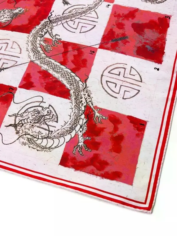 Shanghai Tang Dragon-arrow Silk Scarf - Red