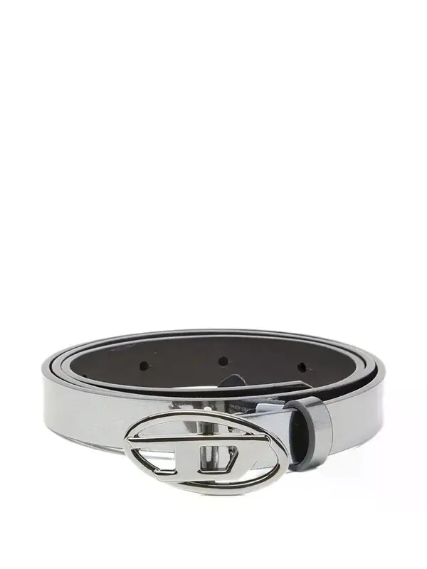 DIESEL® Logo-plaque Leather Belt - Grey