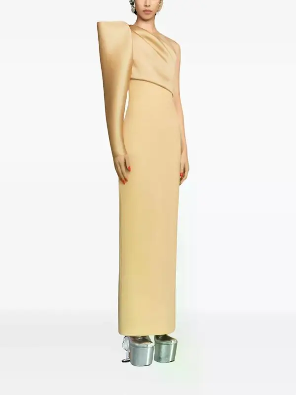 Solace London Tally Satin-sleeve Maxi Dress - Neutrals