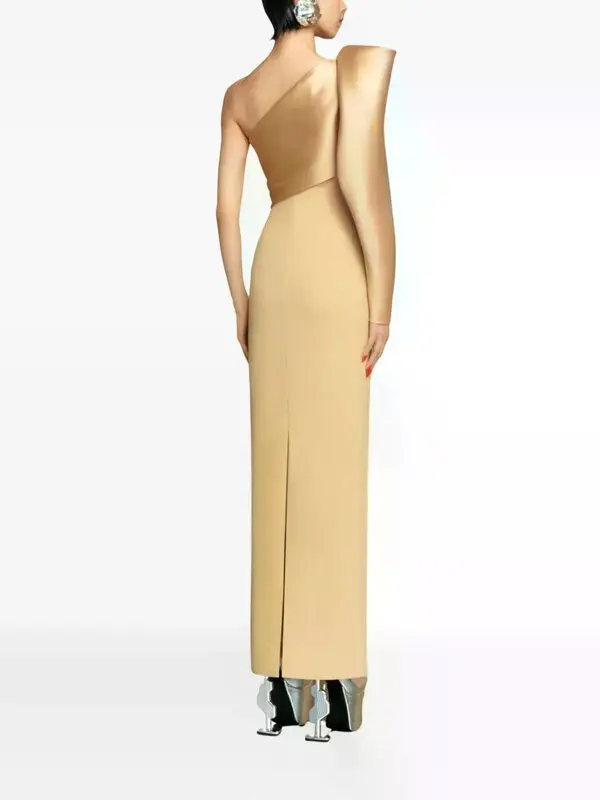 Solace London Tally Satin-sleeve Maxi Dress - Neutrals
