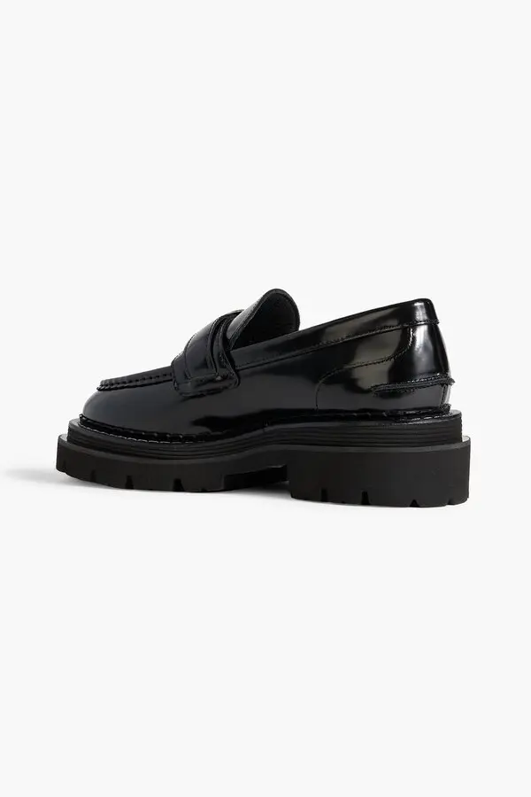 Sandro Buckled Glossed-leather Loafers