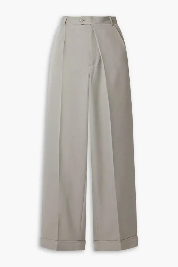BETTTER Asymmetric Pleated Wool-blend Pants - Gray