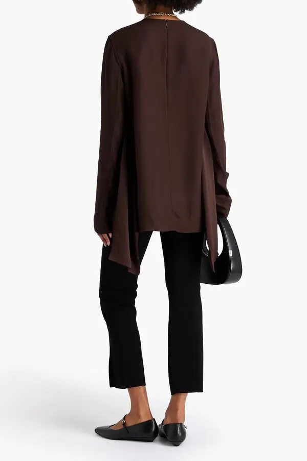 TOTEME Satin-paneled Crepe Top - Chocolate