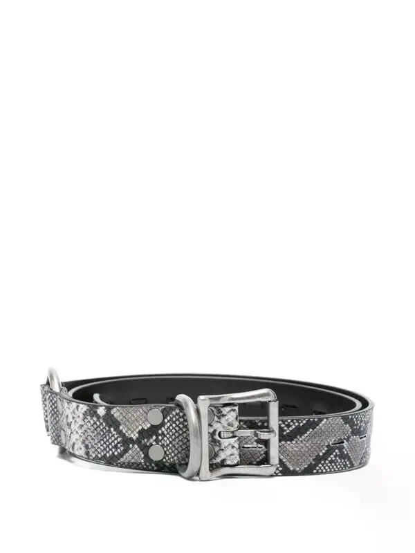 Martine Rose Snakeskin-print Buckle Belt - Grey