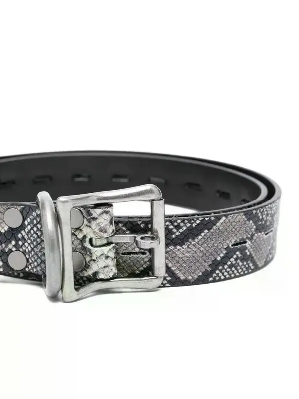 Martine Rose Snakeskin-Print Buckle Belt - Grey | Editorialist