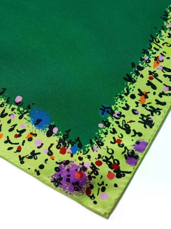 Shanghai Tang Equestrian Print Silk Scarf - Green