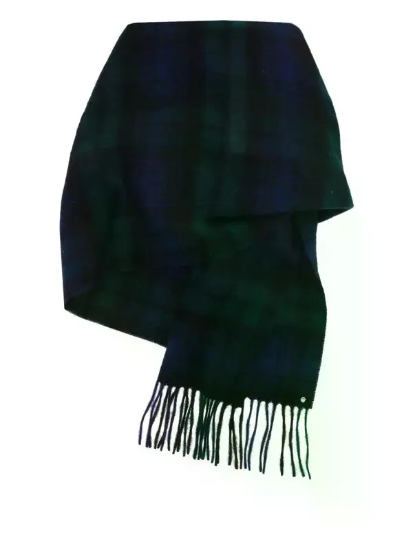 BLESS Check-pattern Wool Scarf - Blue