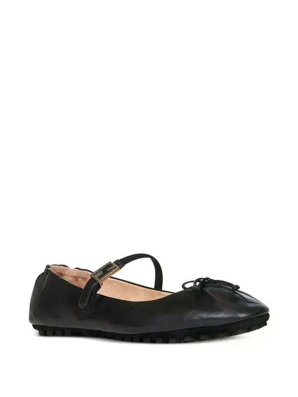 Fendi Ff-logo Buckle Bow-detail Ballet Flats