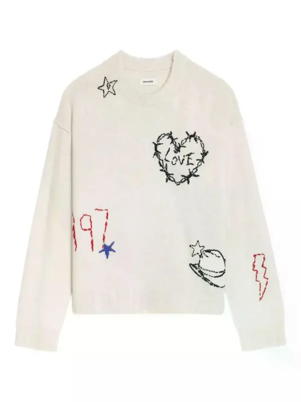 Zadig&Voltaire Embroidered Heart Detail Sweater - Neutrals