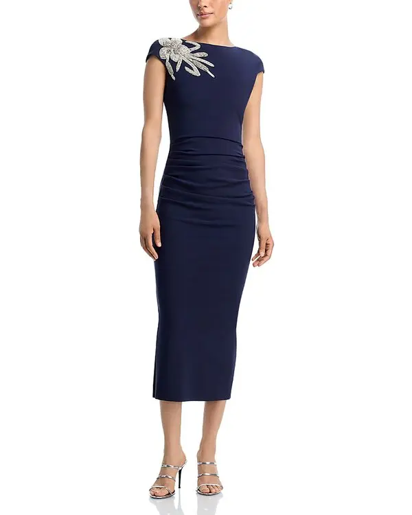 Chiara Boni La Petite Robe Hesup Embellished Cap Sleeve Dress - Midnight