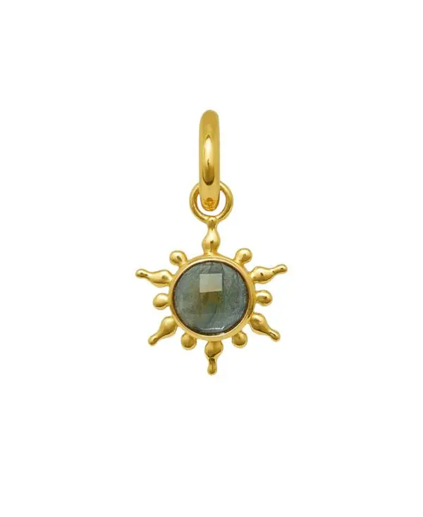 OTTOMAN HANDS Labradorite Sun Charm - Metallic Gold