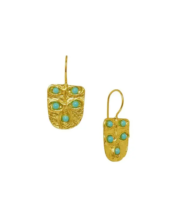 OTTOMAN HANDS Vera Drop Earrings - Gold Mixed With Light Blue