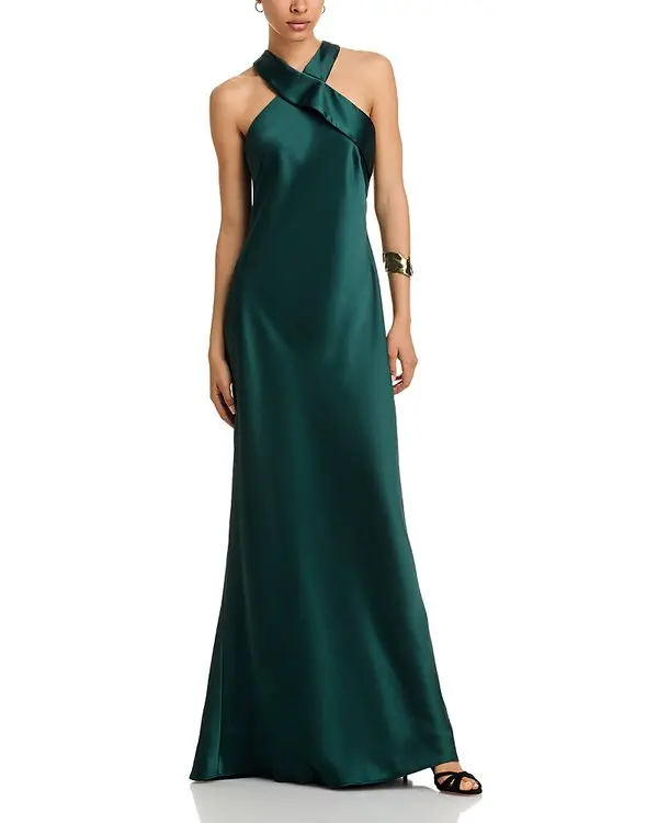 Aqua Sleeveless Satin Gown - Hunter