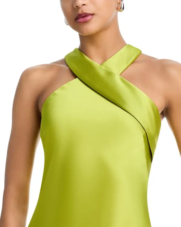 Aqua Sleeveless Satin Gown - Key Lime