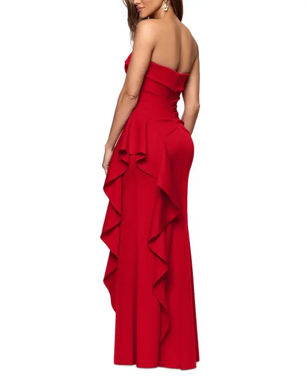 Aqua Scuba Strapless Gown - Red