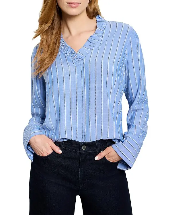NIC+ZOE Striped Ruffled Top