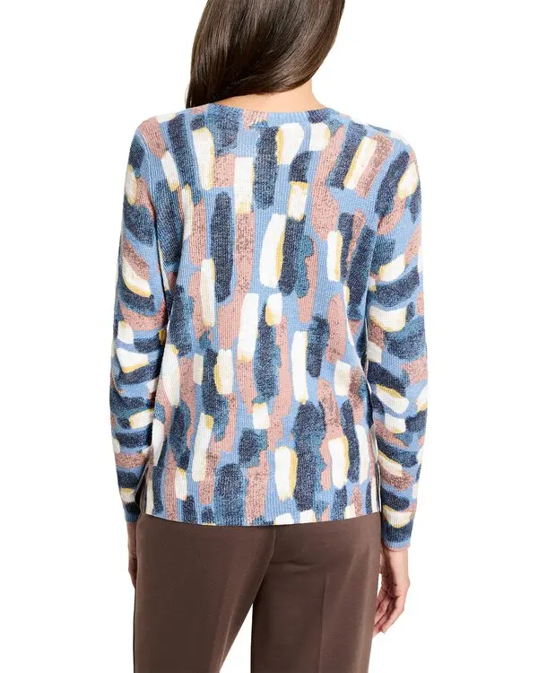 NIC+ZOE Brushstroke Waffle V-neck Sweater