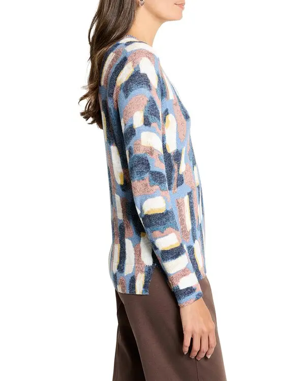 NIC+ZOE Brushstroke Waffle V-neck Sweater